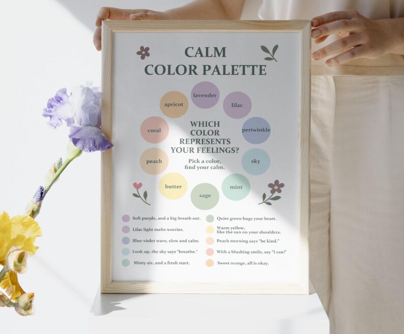 Calm Color Palette, Therapy Poster, Calming Strategies Print, Therapy ...