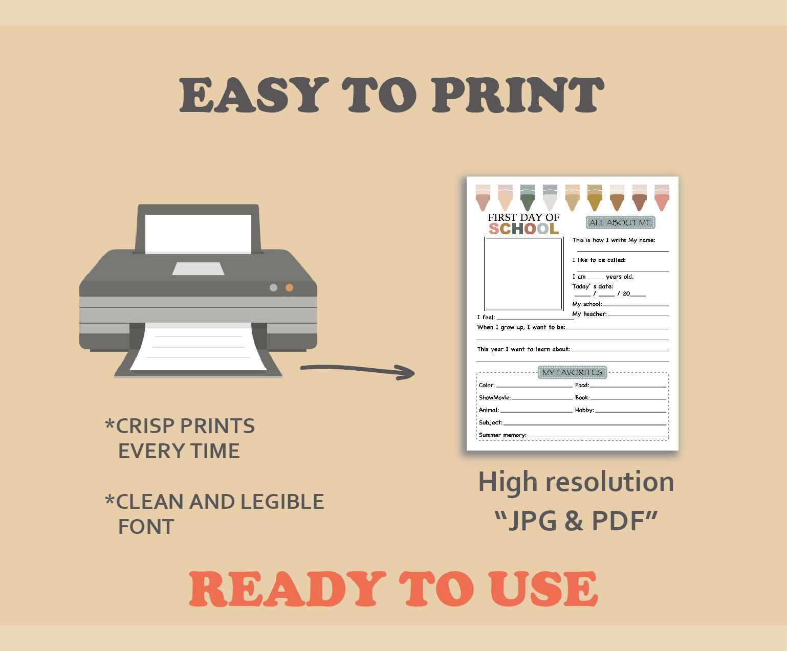 School Interview Sheets, First Day of School Interview Printable, Back ...