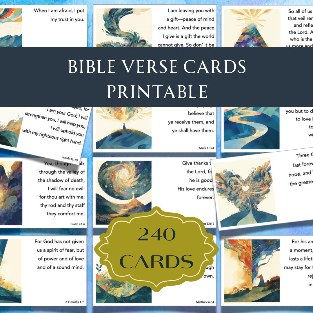 Bible Verse Cards Printable Scripture Cards, Christian Bible ...