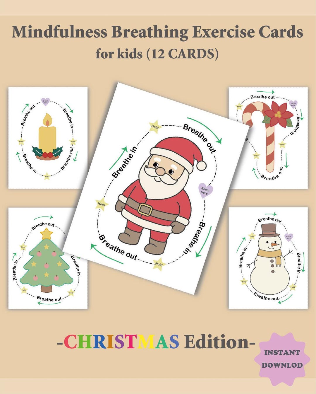 Printable Mindfulness Breathing Exercise Cards for Kids Calm Down ...