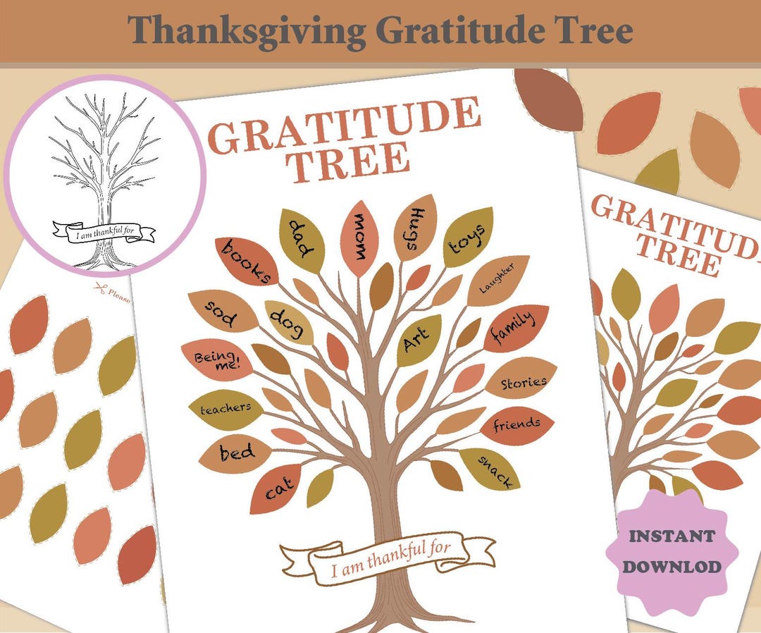 Gratitude Tree Activity Printable for Kids, Thanksgiving Gratitude Tree ...