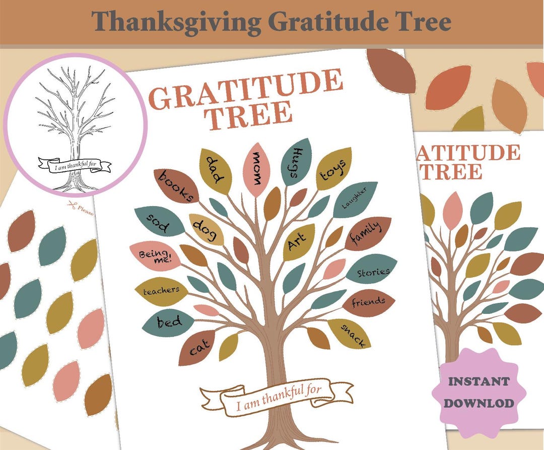 Thanksgiving Gratitude Tree, Gratitude Tree Activity Printable for Kids ...