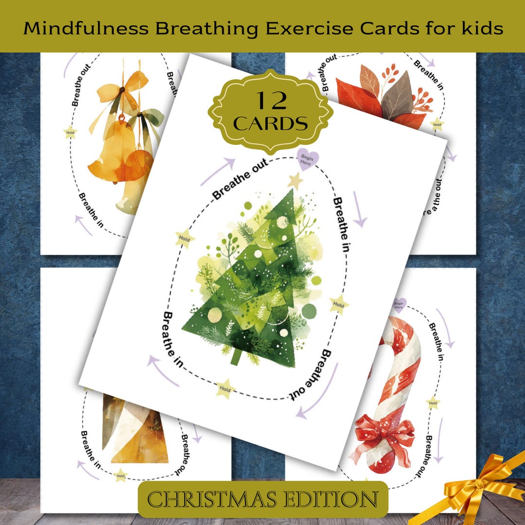 Christmas Edition, Printable Mindfulness Breathing Exercise Cards for ...