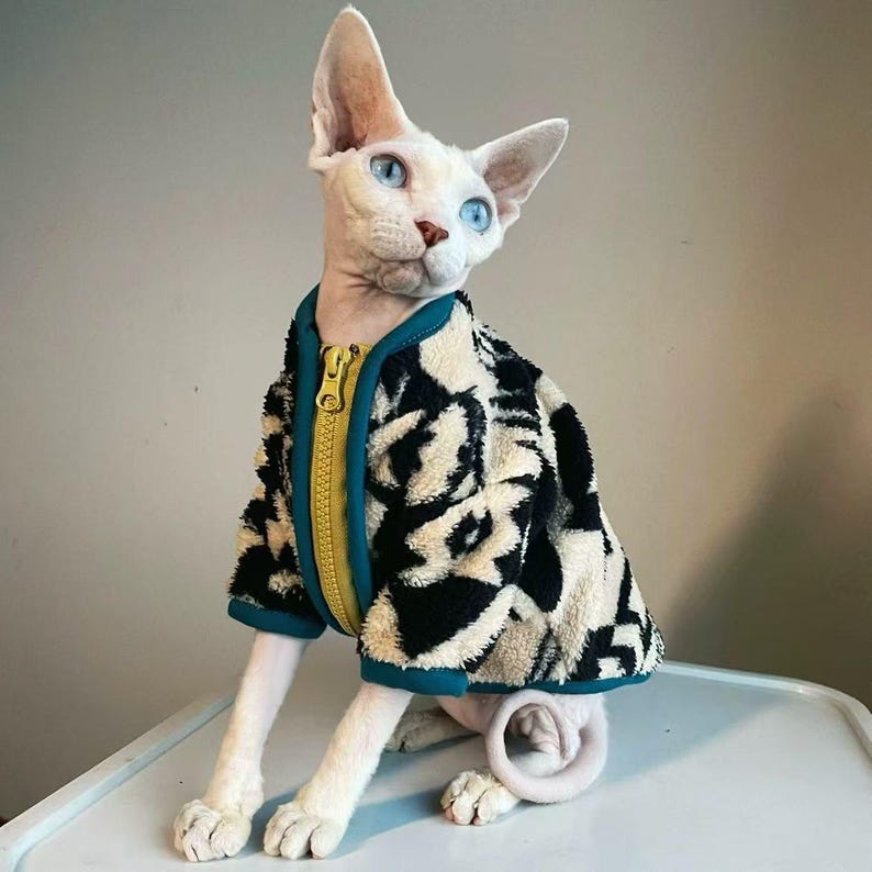 Sphynx Cat Fleece Jacket, 2-leg Sphynx Cat Jumper Jacket,hairless Cat ...