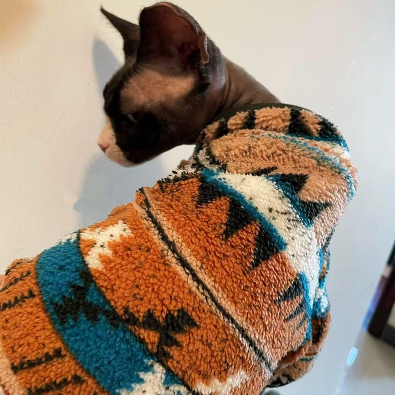 Sphynx Cat Fleece Jacket, 2-leg Sphynx Cat Jumper Jacket,hairless Cat ...