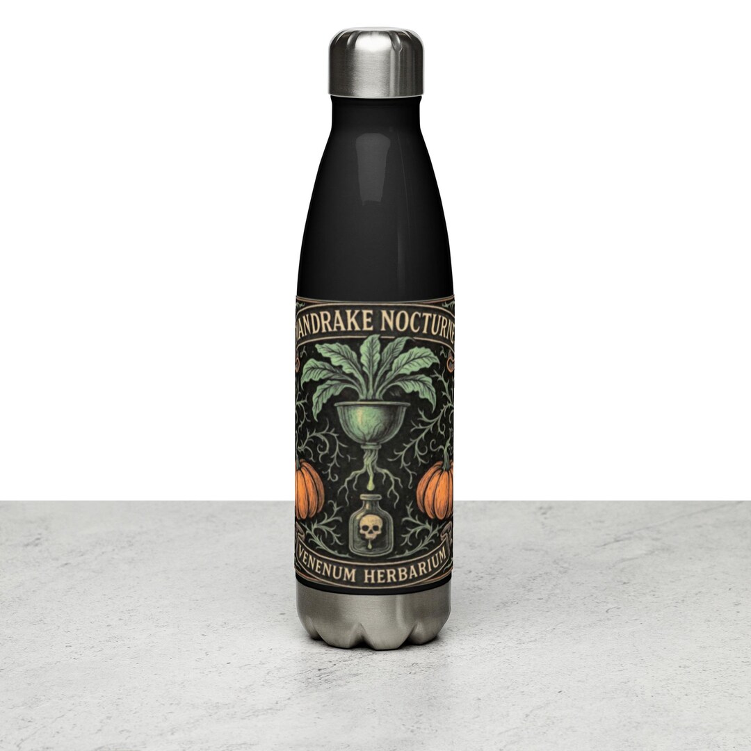 Mandrake Nocturne Potion Water Bottle, Gothic Witchcore Herbarium Flask ...