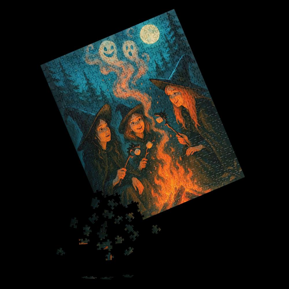 Halloween Campfire Jigsaw Puzzle: Witches Roasting Marshmallows, Spooky ...