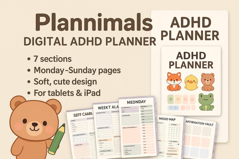 ADHD Daily Planner, Digital Planner PDF, Printable Planner, iPad ...