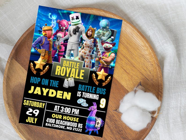 Editable Fort Game Birthday Invitation | Fort Night Birthday Party ...