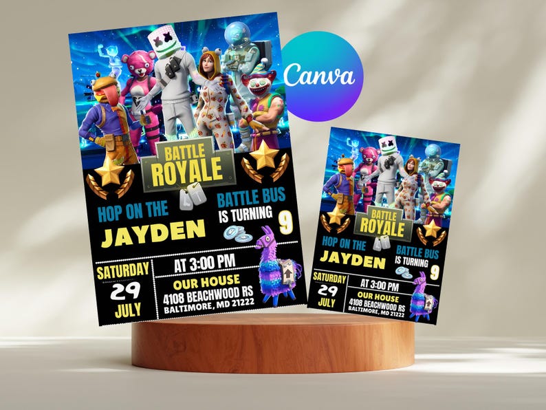 Editable Fort Game Birthday Invitation | Fort Night Birthday Party ...