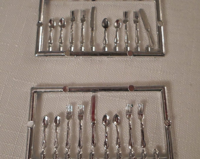 DOLLHOUSE CUTLERY / Silver Flatware / Knives / Forks / Spoons / Meals ...