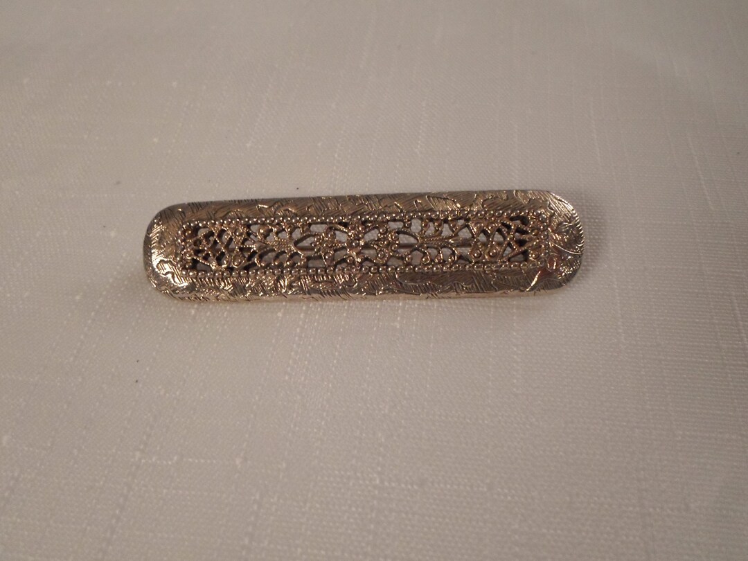 DESIGNER BROOCH / 1928 Brand / Gold Bar Pin / Ascot Pin / Lapel Pin ...