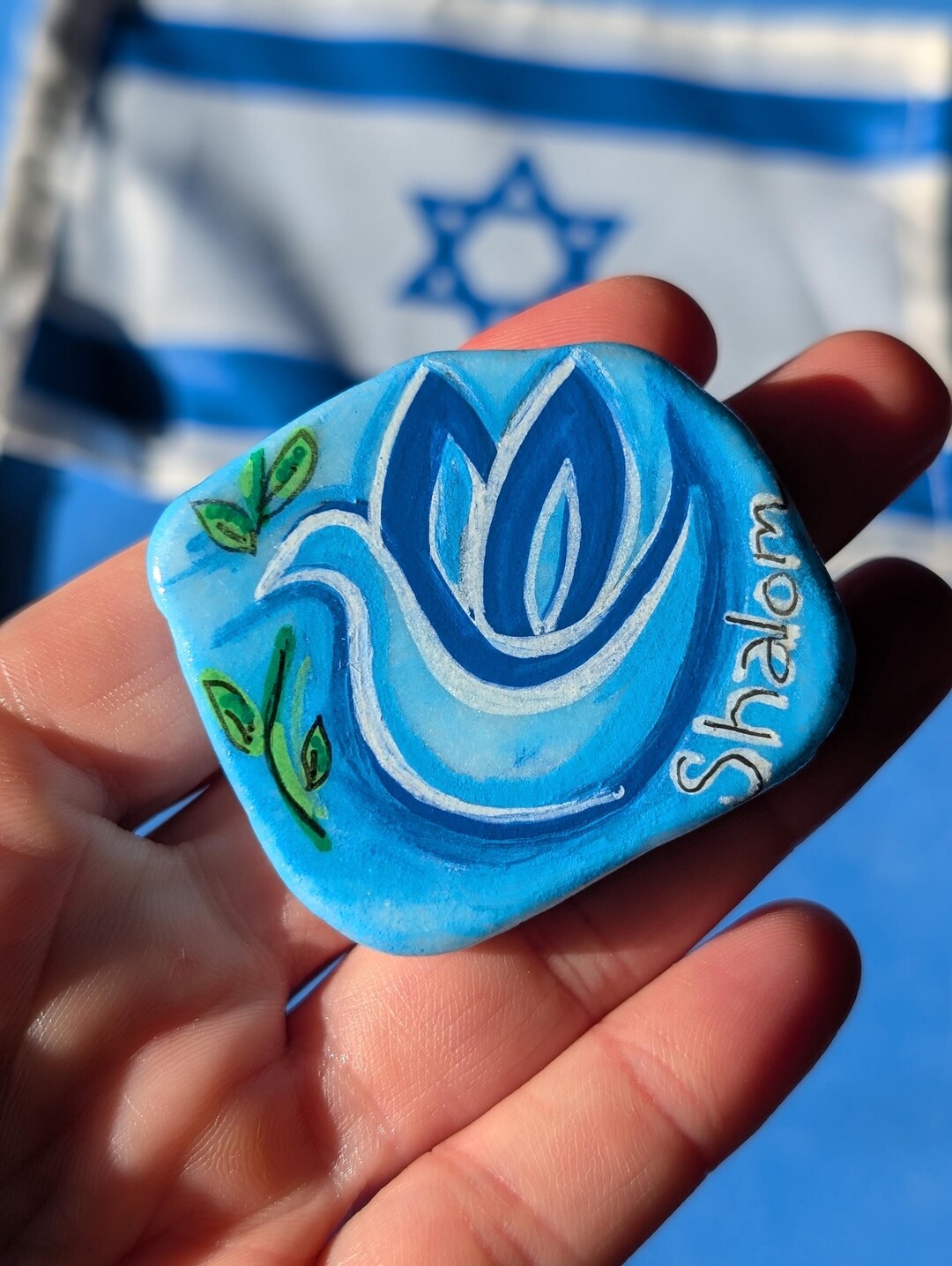Shalom Dove Stone | Hand-painted Jewish Memorial Keepsake - Etsy