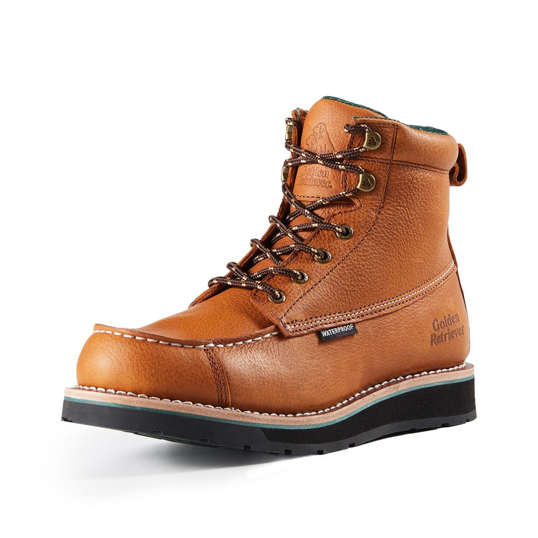 6'' Composite Toe Work Boots for Men , Waterproof Wedge Moc Toe, Oil ...
