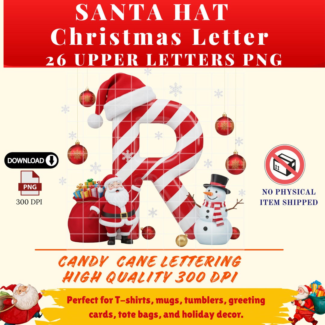 Candy Cane Alphabet Clipart PNG, Christmas Sublimation Letters (digital ...