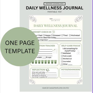 Daily Wellness Journal Printable | Self-care PDF | Mental Health ...