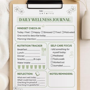 Daily Wellness Journal Printable | Self-care PDF | Mental Health ...