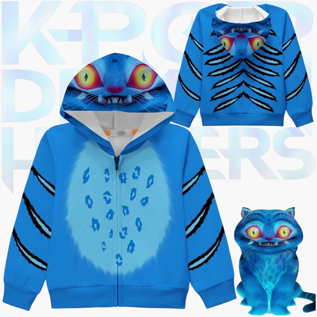 Derpy Blue Tiger Kpop Demon Hunters Cosplay Hoodie Jacket for Kids ...