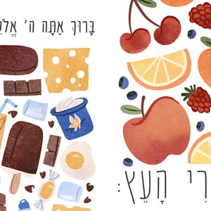 Bracha Printable Poster Set • Jewish Kitchen Art • Hebrew Brachos for ...