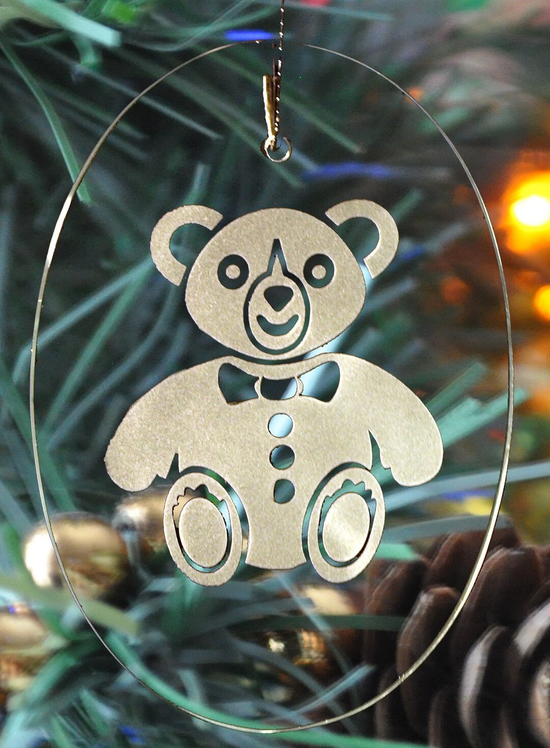 Carved Glass Teddy Bear Christmas Ornament - Etsy