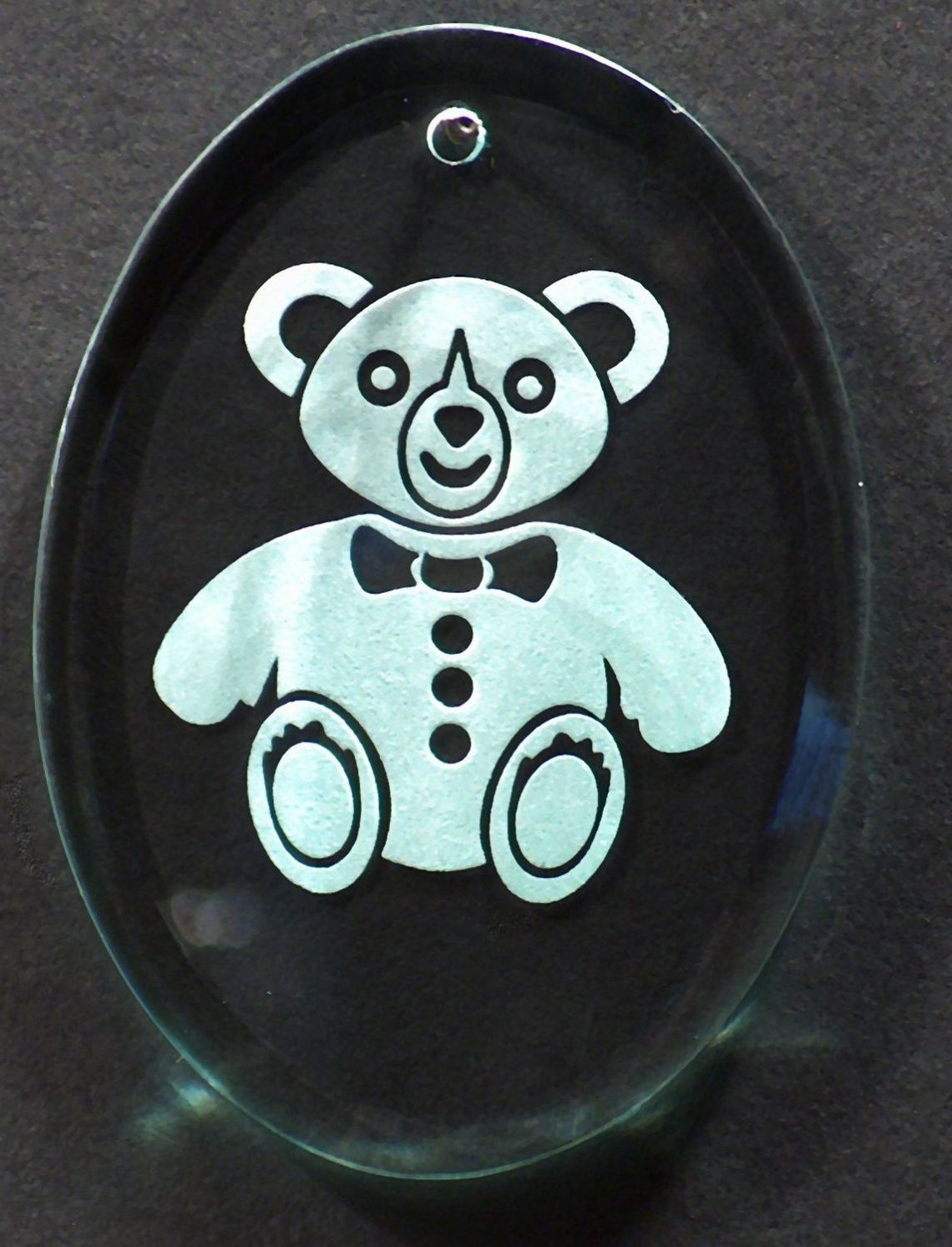 Carved Glass Teddy Bear Christmas Ornament - Etsy