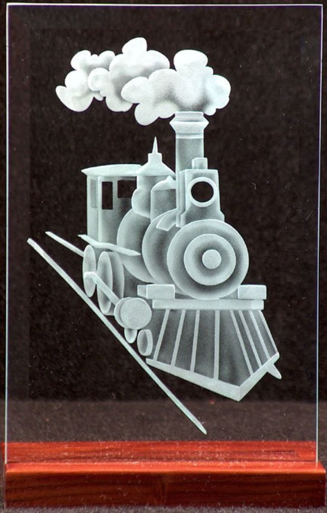 Carved Glass Train in Handcrafted Wooden Base - Etsy