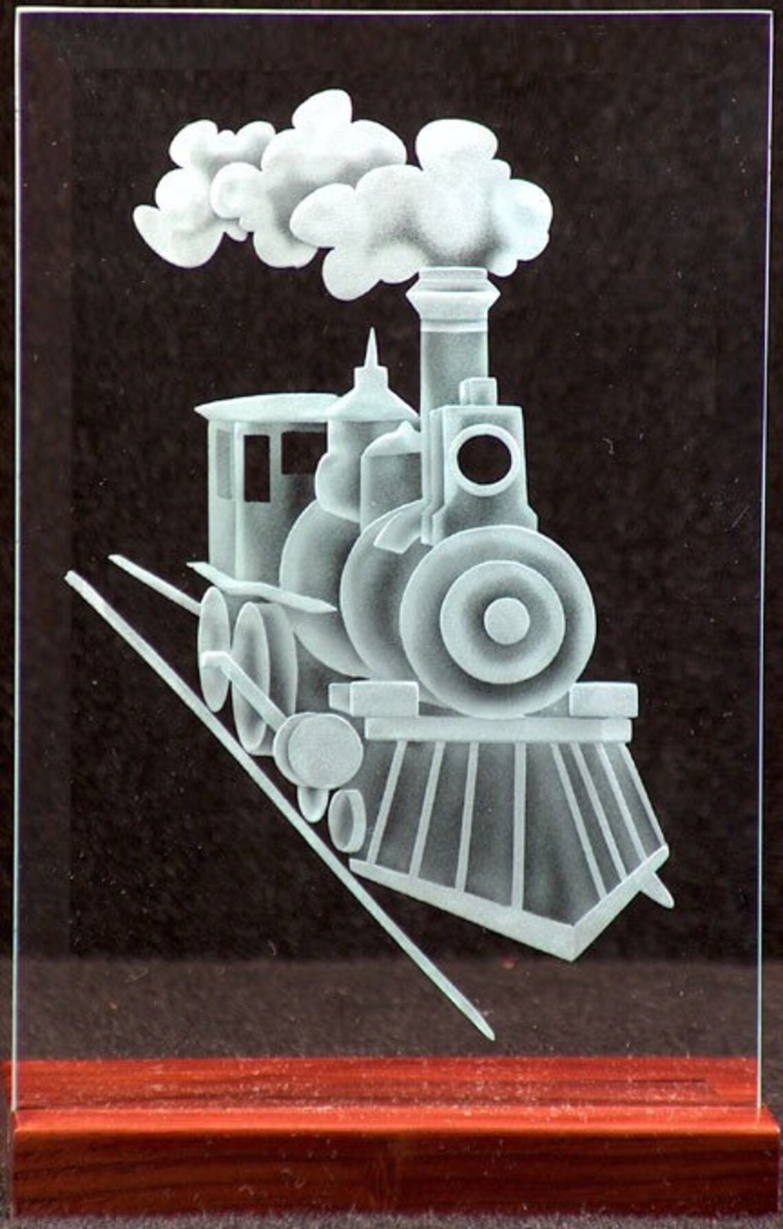 Carved Glass Train in Handcrafted Wooden Base - Etsy