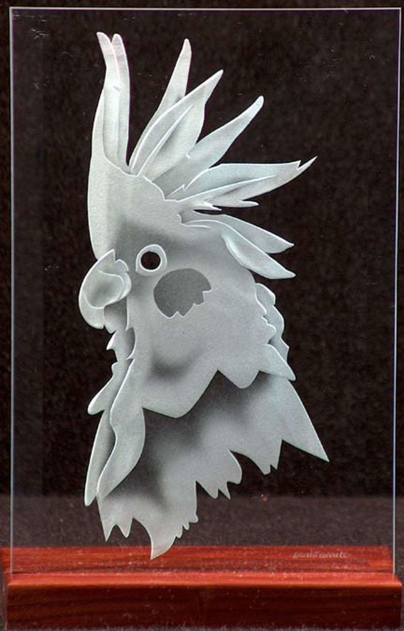 Carved Glass Cockatiel in Handcrafted Wooden Base - Etsy