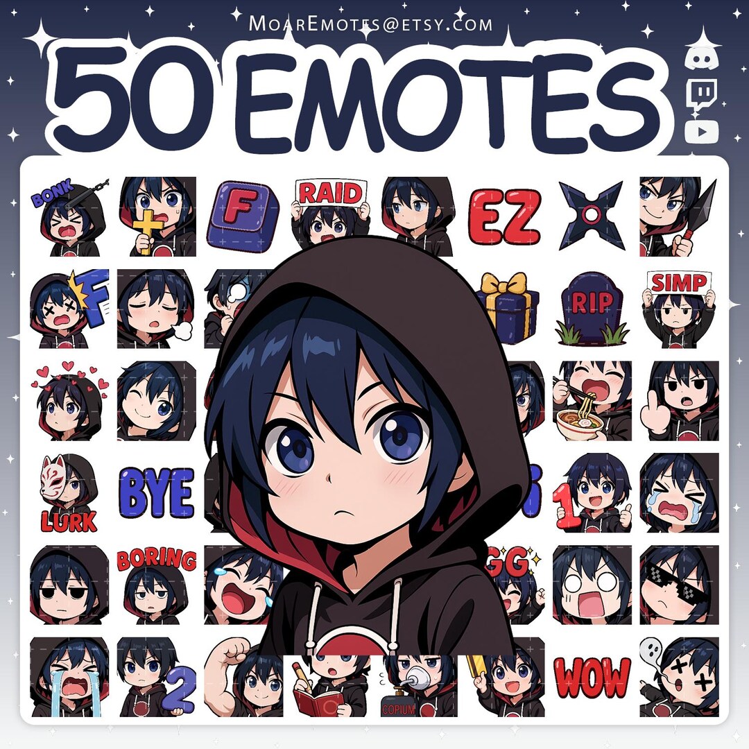 Twitch Emotes | Emote Pack With 50 Cool Emotes for Twitch Stream ...