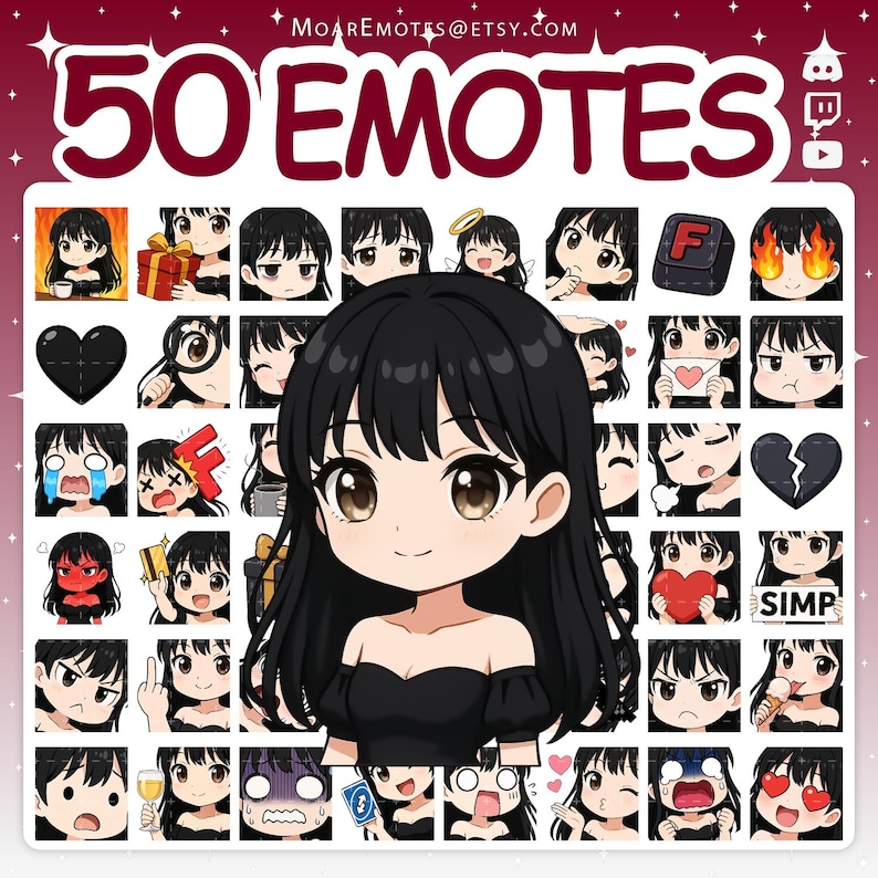 Twitch Emotes | Emote Pack With 50 Chibi Emotes for Twitch Stream ...