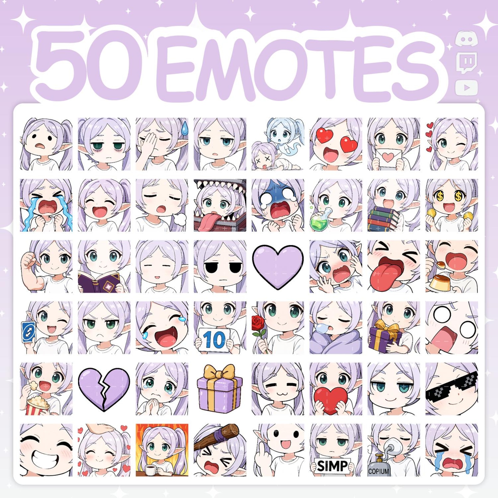 Anime Emotes, Mage Elf Emotes, Twitch Emotes, Chibi Girl Emotes ...