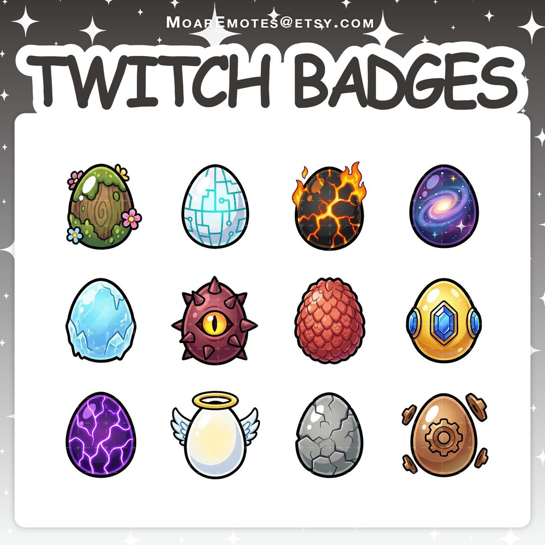 Twitch Badges | 12 Egg Sub Badges Set With 2 Tier Flairs for Stream - Etsy
