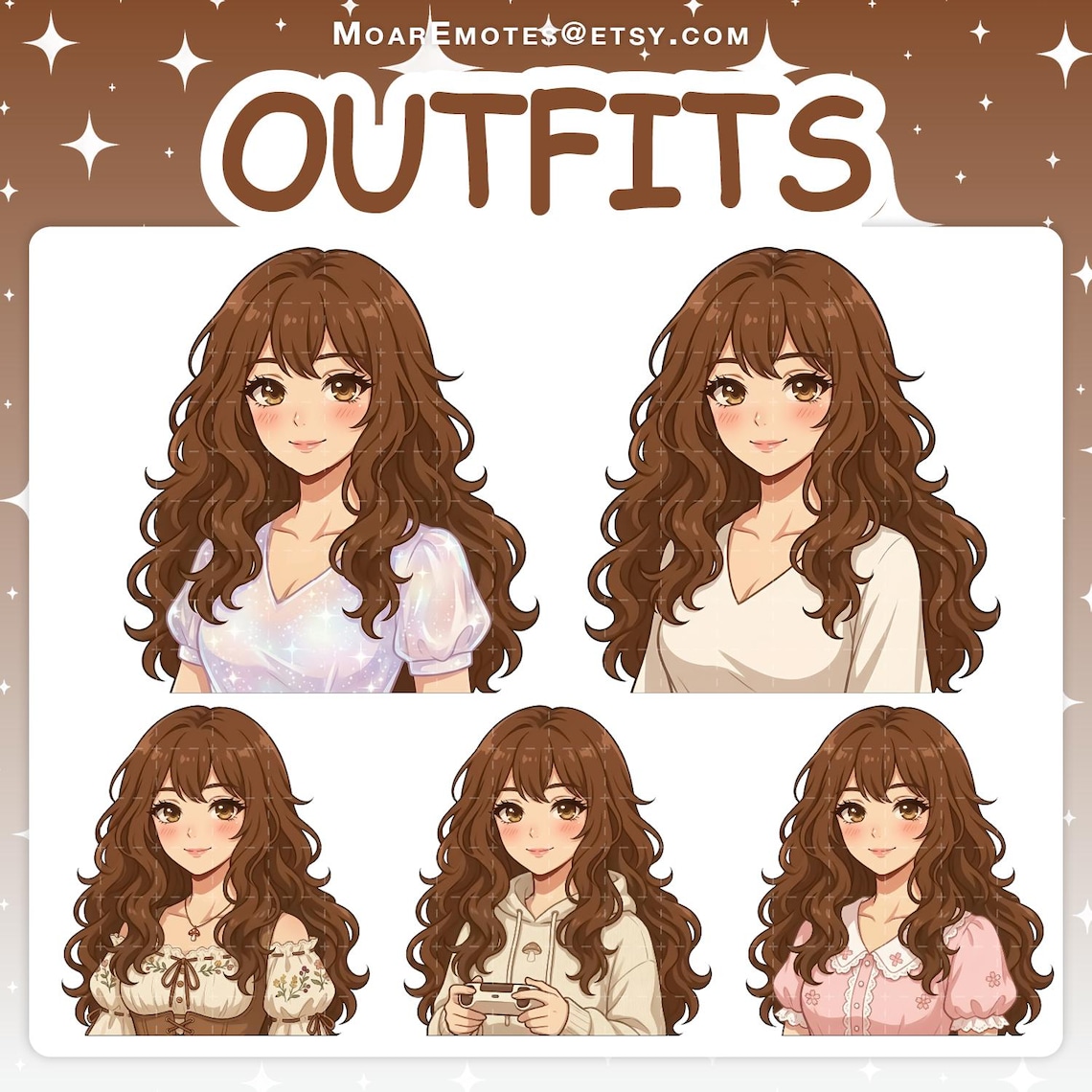 Pngtuber | Female 2D Vtuber Model With 5 Expressions and 5 Outfits for ...