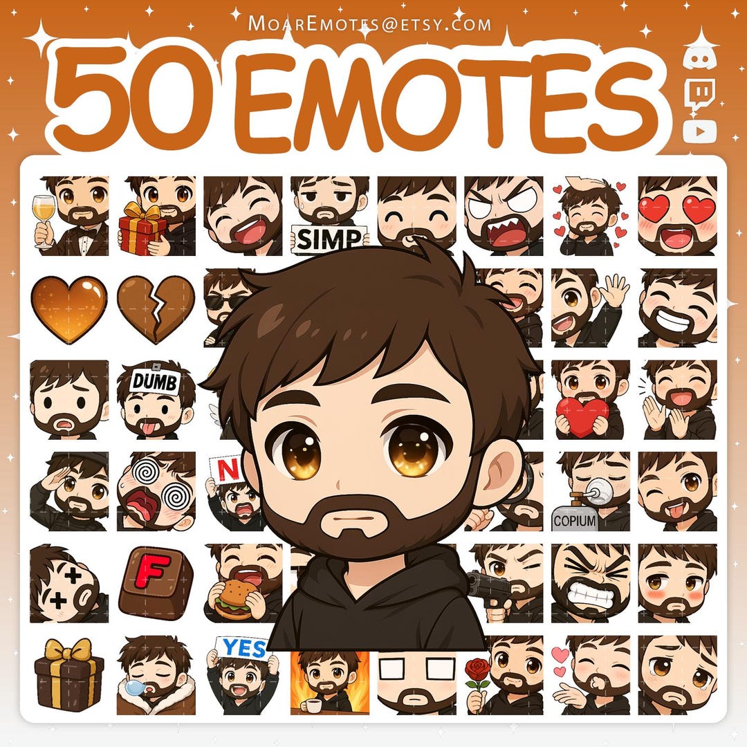 Twitch Emotes, Discord Emotes, Chibi Boy Emotes, Beard Emotes, Youtube ...