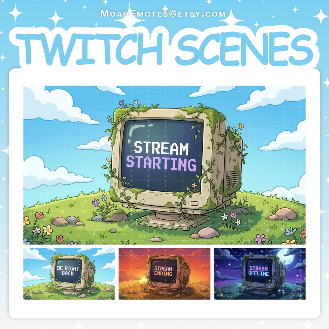 Twitch Overlay | Retro Twitch Scenes Set With Stream Starting Soon, BRB ...