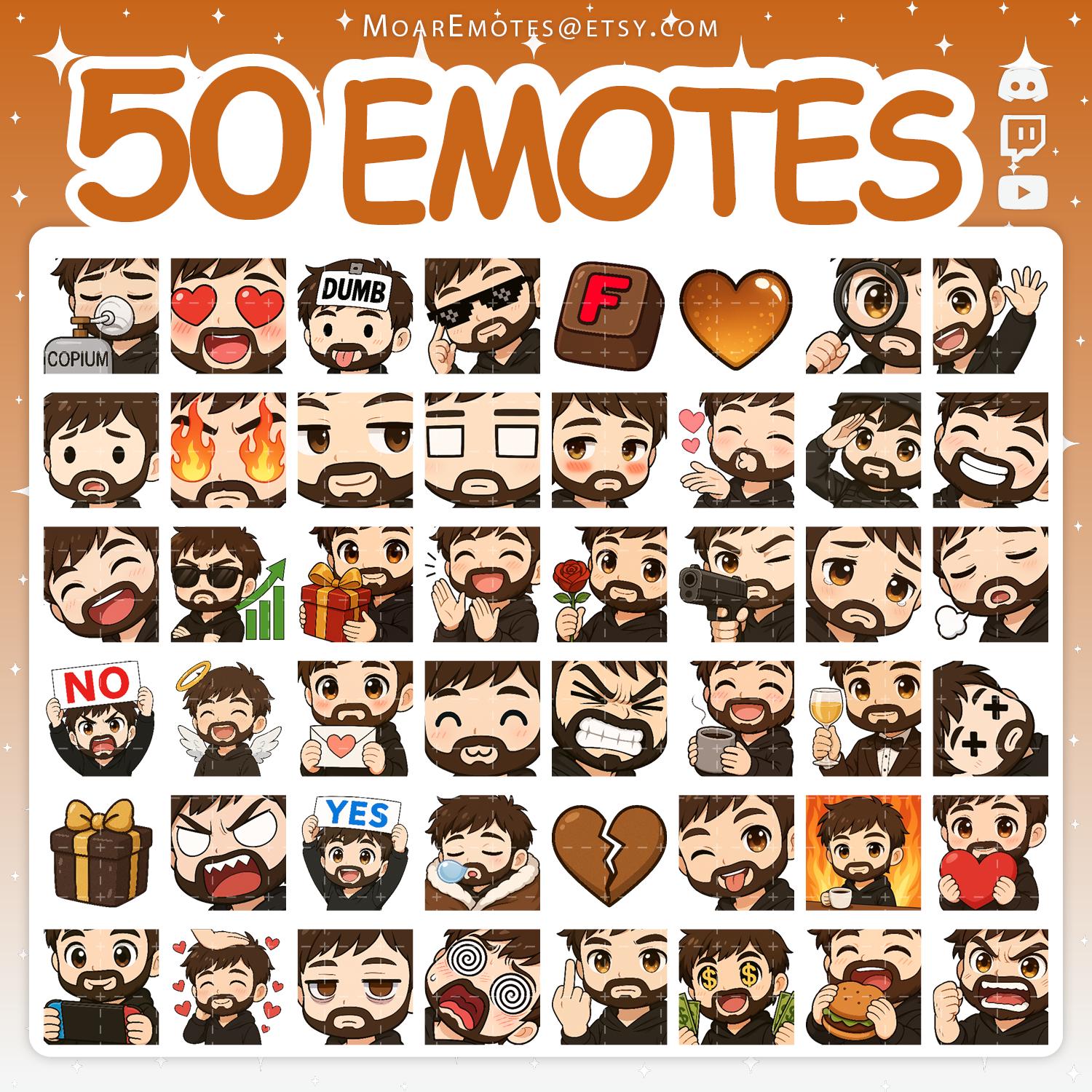 Twitch Emotes, Discord Emotes, Chibi Boy Emotes, Beard Emotes, Youtube ...