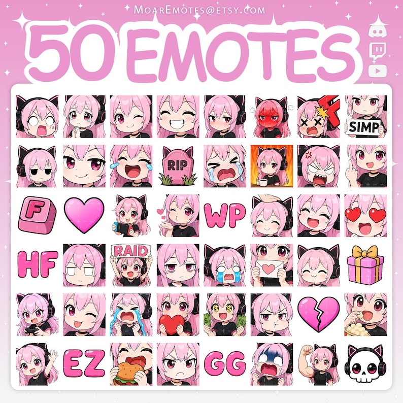 Twitch Emotes, Chibi Girl Emotes, Discord Emotes, Gamer Girl Emotes ...