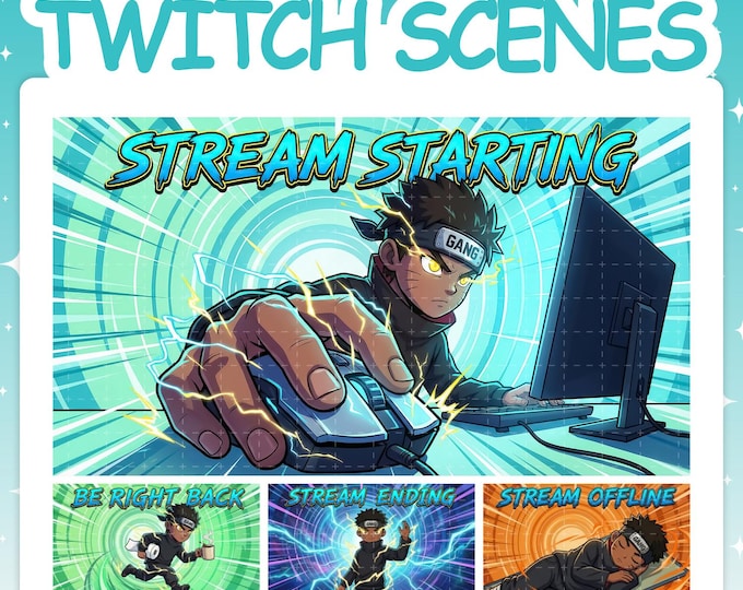Twitch Overlay | Gaming Ninja Twitch Scenes Set With Stream Starting ...