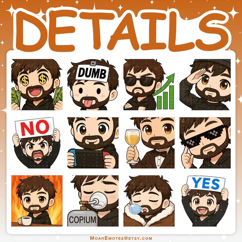 Twitch Emotes, Discord Emotes, Chibi Boy Emotes, Beard Emotes, Youtube ...
