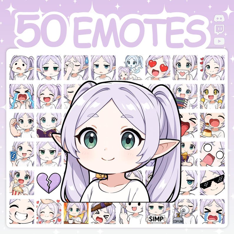 Anime Emotes, Mage Elf Emotes, Twitch Emotes, Chibi Girl Emotes ...