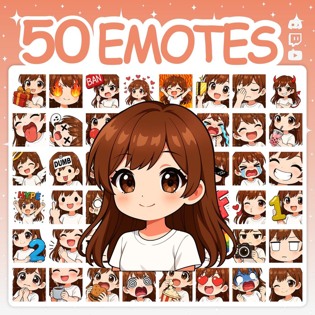 Twitch Emotes | Emote Pack with 50 Chibi Emotes for Twitch Stream ...