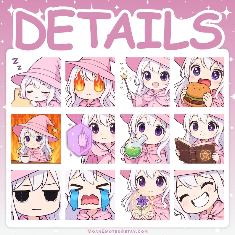 Twitch Emotes, Witch Emotes, Discord Emotes, Fantasy Emotes, Chibi ...