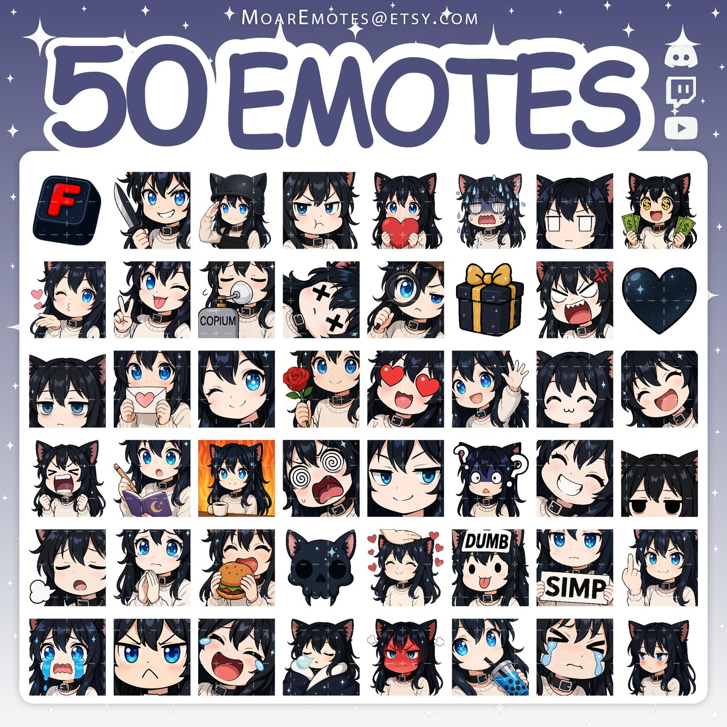Twitch Emotes, Cat Girl Emotes, Discord Emotes, Cute Emotes, Chibi ...