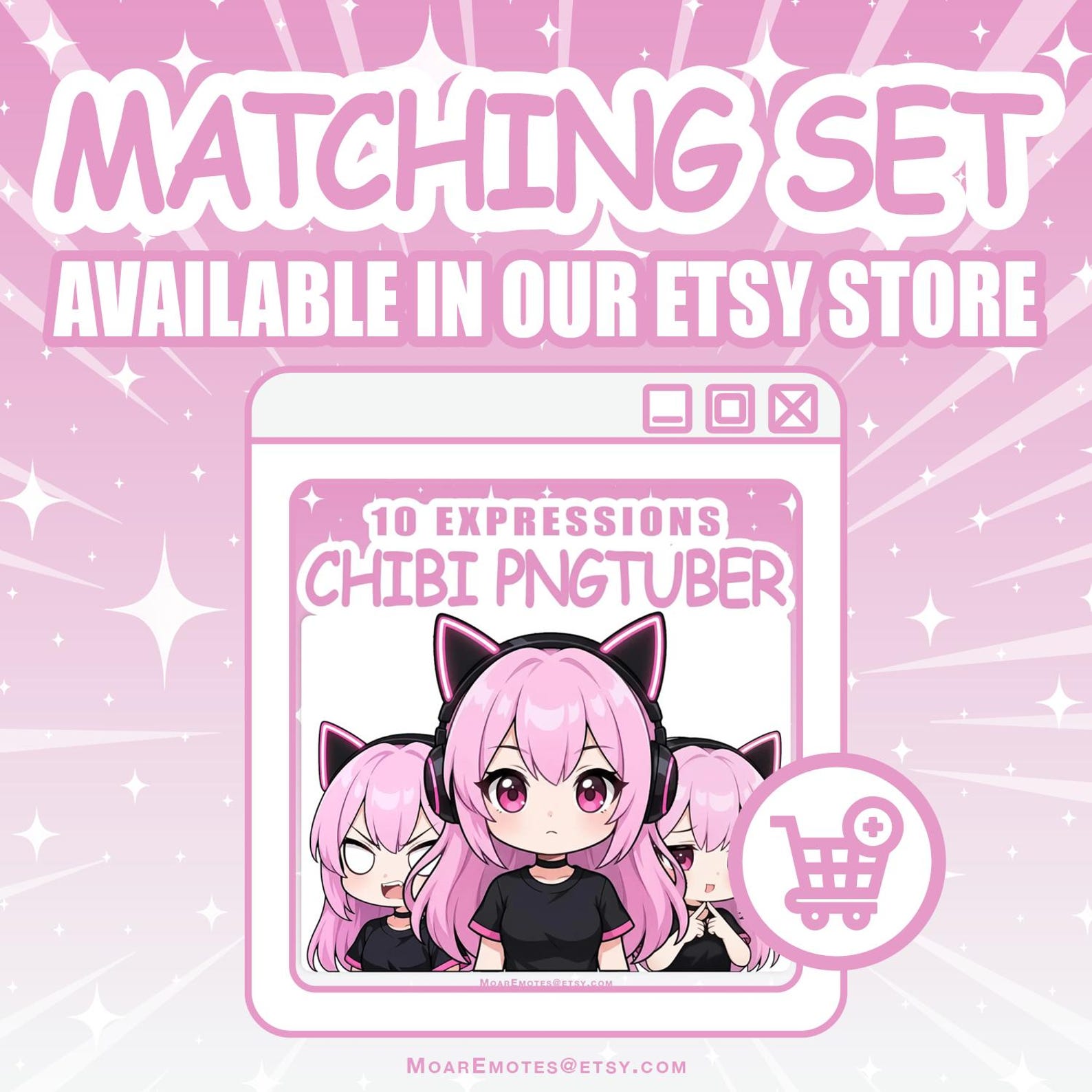 Pngtuber | Female 2D Vtuber Model With 5 Expressions and 5 Outfits for ...