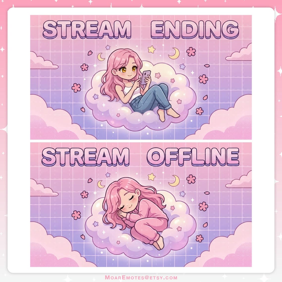 Twitch Overlay | Pink Girl Twitch Scenes Set With Stream Starting Soon ...