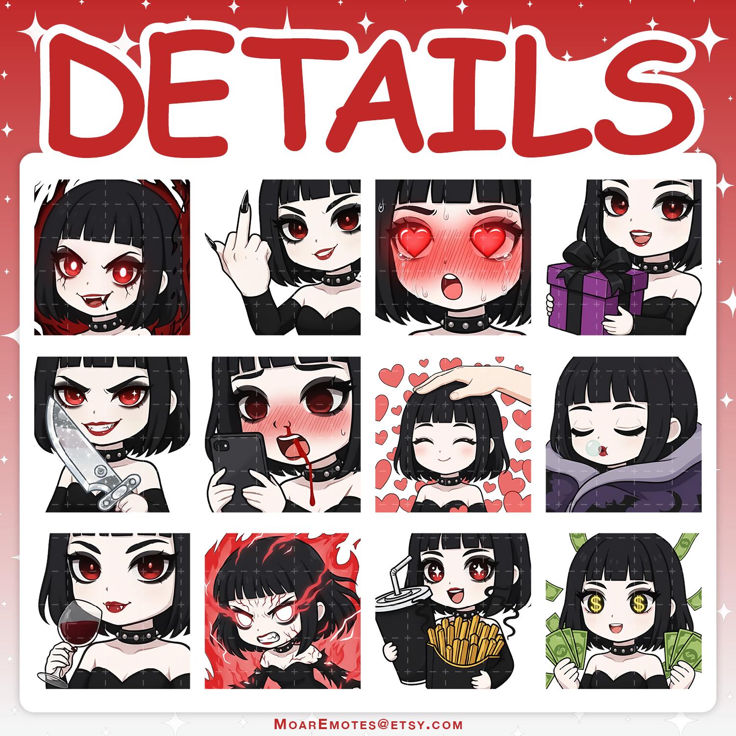 Twitch Emotes | Emote Pack With 50 Goth Emotes for Twitch Stream ...