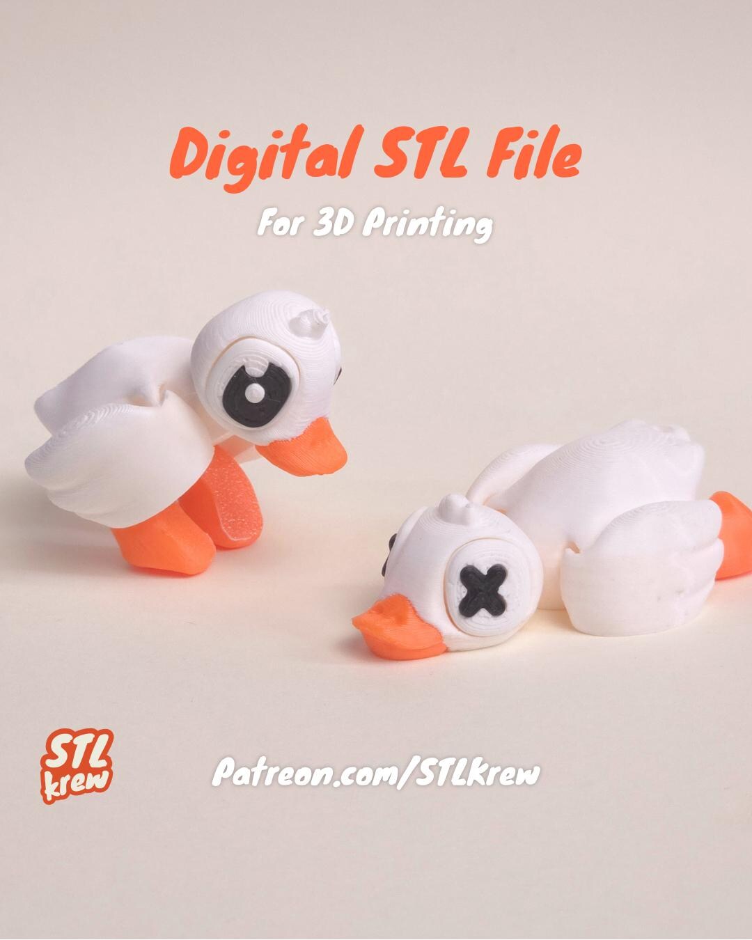 Cute Duck Articulated 3MF/STL File for 3d Printing- Flappy Keychain, No ...