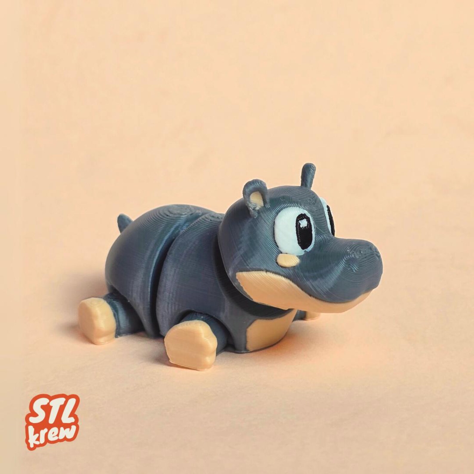 Cute Hippo - Hippopotamus STL/3MF 3d Printing File. Articulated, Print ...