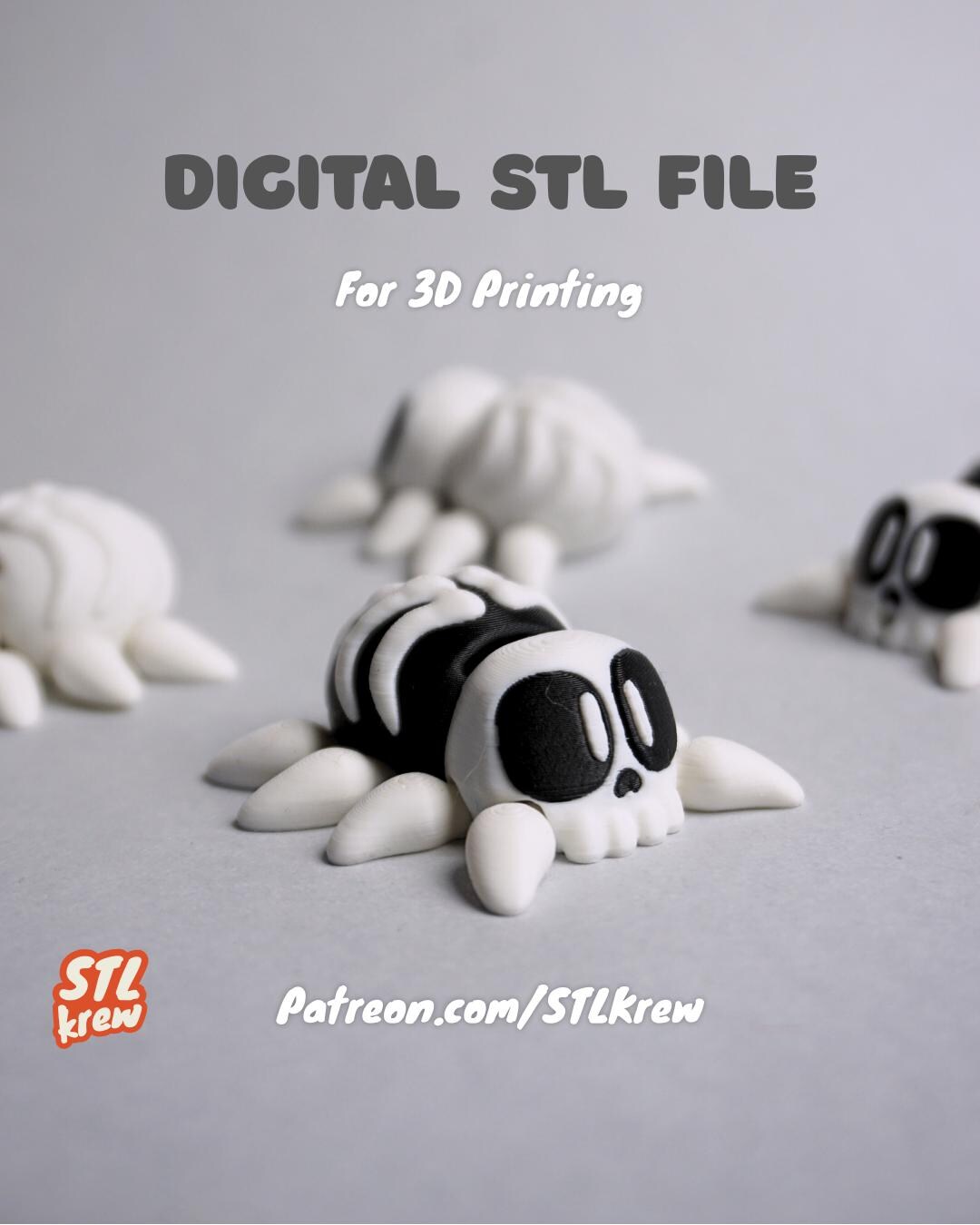 Cute Articulated Spider Halloween Skull STL and 3MF File for 3d ...