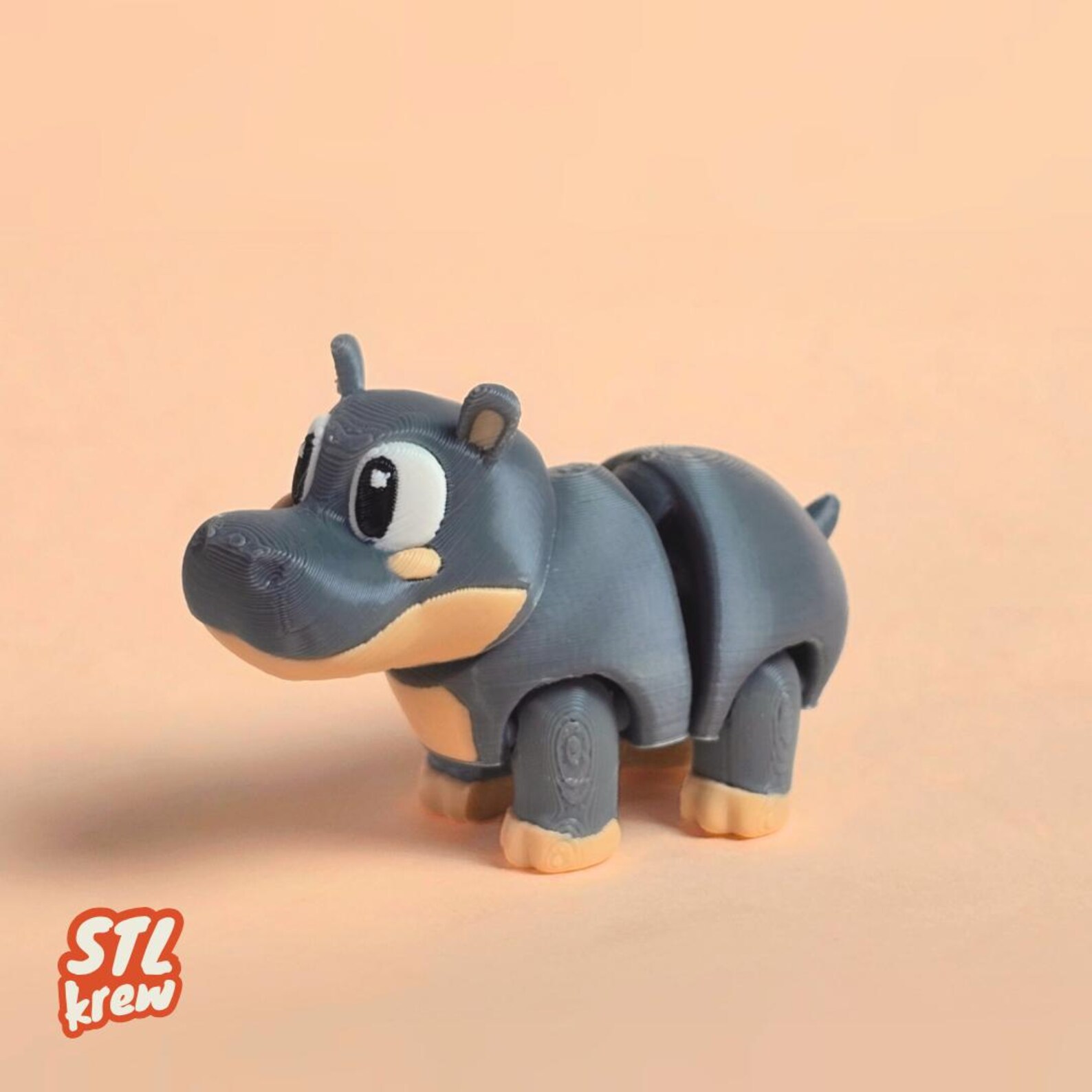 Cute Hippo - Hippopotamus STL/3MF 3d Printing File. Articulated, Print ...